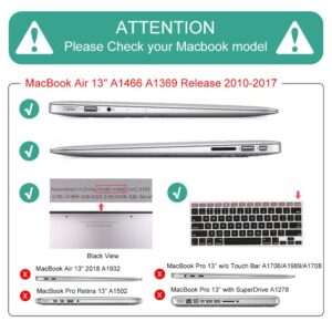 Mektron for MacBook Air 13 inch Case A1466 A1369 (2010-2017 Release), [Heavy Duty] [Dual Layer] Hard Case Cover with TPU+PC Bumper w/Keyboard Cover Screen Protector, Sky Blue