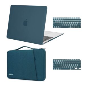 mosiso compatible with macbook air 13 inch case 2022 2021 2020 2019 2018 release a2337 m1 a2179 a1932 retina display touch id, plastic hard shell&360 protective sleeve bag&keyboard skin, deep teal