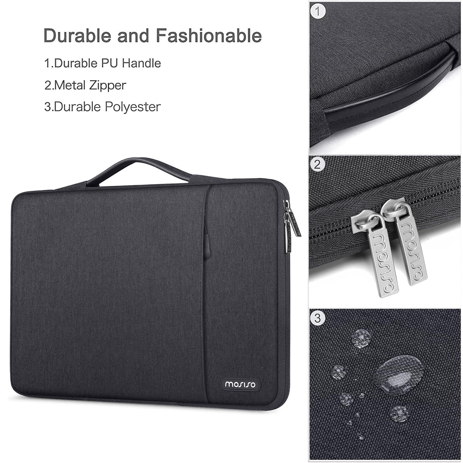 MOSISO 360 Protective Laptop Sleeve Compatible with MacBook Air/Pro, 13-13.3 inch Notebook, Compatible with MacBook Pro 14 inch 2023-2021 A2779 M2 A2442 M1, Vertical Bag with Handle&Pocket, Space Gray