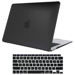 procase for macbook air 13 inch 2020 2019 2018 a2337 m1 a2179 a1932, hard case shell cover with keyboard skin cover -black