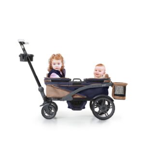 Gladly Family Anthem2 2-Seat All-Terrain Wagon Stroller with Easy Push and Pull, Removable XL Canopies, and Sturdy, Safe Folding for Storage and Transport, Sand & Sea