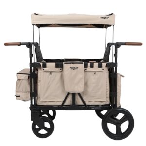 keenz xc+ 2.0 - luxury comfort stroller wagon | foldable 4 passenger quad seater with adjustable canopy | mocha