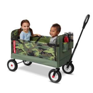 Radio Flyer 3-in-1 Camo Folding Wagon for Kids, Garden, & Cargo, Green Collapsible Wagon