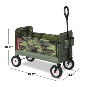 Radio Flyer 3-in-1 Camo Folding Wagon for Kids, Garden, & Cargo, Green Collapsible Wagon