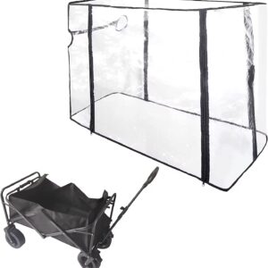 Wagon Rain Cover,Push Pull Folding Wagon Rain Cover,Wagon with Canopy Clear Cover,Heavy Duty Rain Cover for Wagon Canopy Trolley Cart.Wagon Accessories for Kids Outdoor Garden Camping Shopping