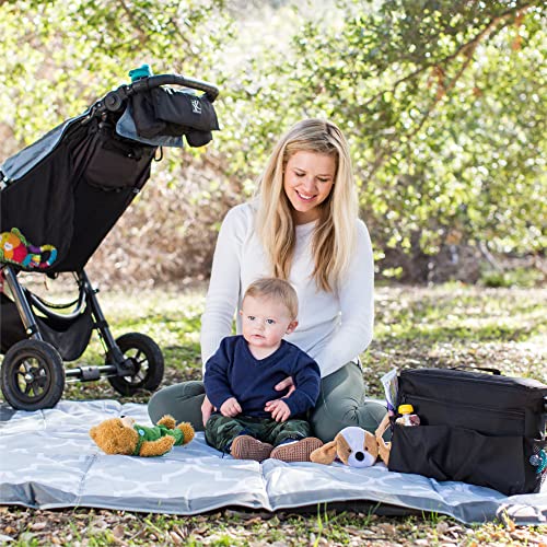 J.L. Childress Cool 'N Cargo Stroller and Wagon Cooler and Organizer - Universal Fit - Insulated - Attaches to Strollers, Wagons, Walkers and Wheelchairs - Large Capacity - Black