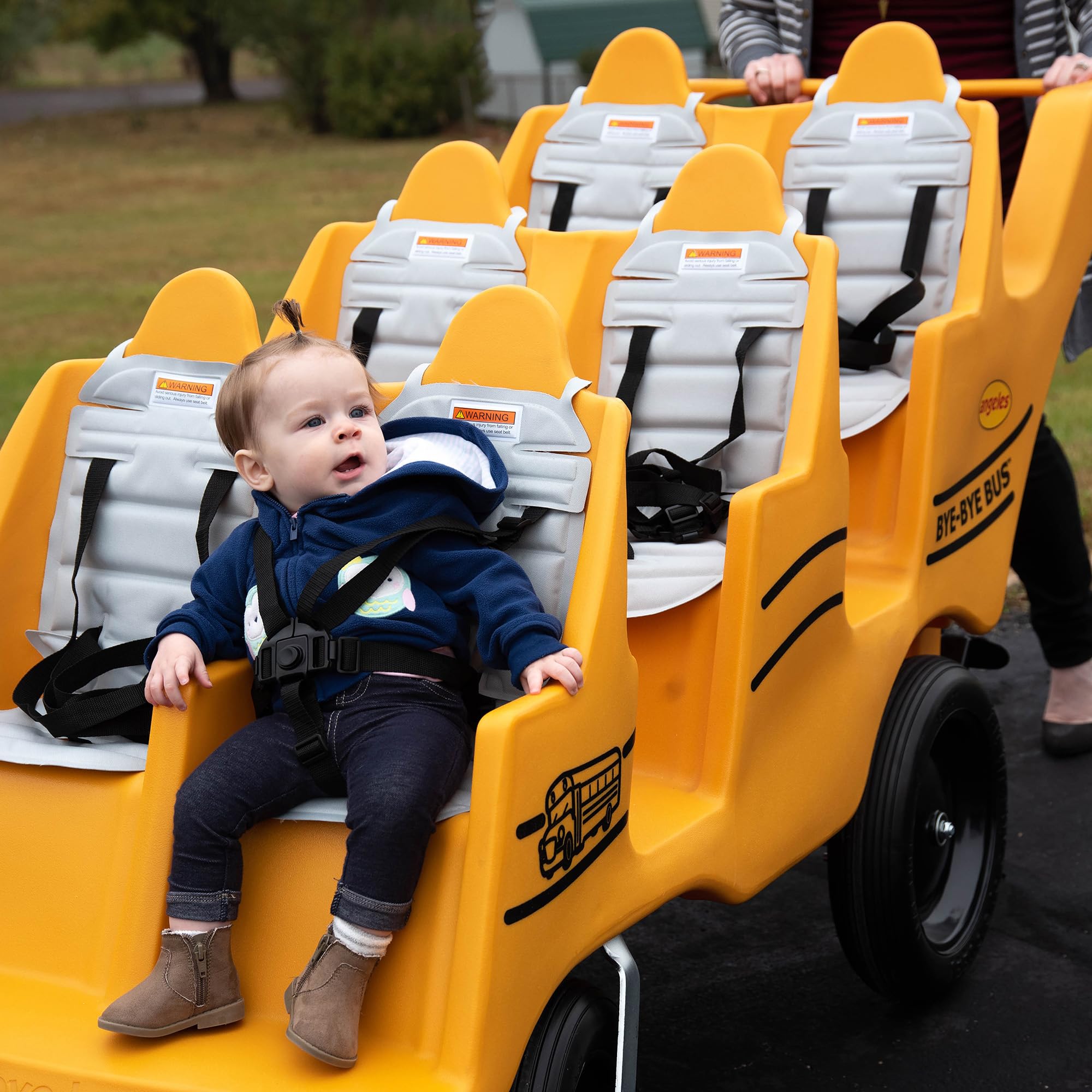 Angeles 6-Passenger Bye-Bye Buggy, Daycare Multi-Passenger Stroller With Never-Flat "Fat Tire", Yellow