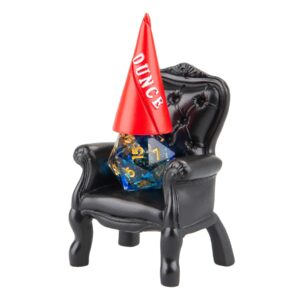 cttasty dice jail, time out chair and dunce hat, accessories/gift for dungeons and dragons, punish your bad dice in our chair of shame