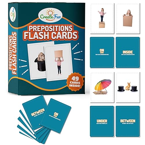 Preposition Flash Cards | 7 Total Prepositions 49 Picture Cards for Speech Therapy - for Teachers, Parents, ESL Teaching Materials and Speech Therapy Materials with 5 Sequencing Learning Games