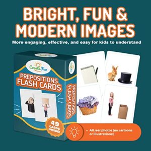 Preposition Flash Cards | 7 Total Prepositions 49 Picture Cards for Speech Therapy - for Teachers, Parents, ESL Teaching Materials and Speech Therapy Materials with 5 Sequencing Learning Games