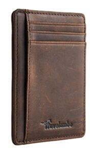 travelambo front pocket minimalist leather slim wallet rfid blocking medium size(02 ch coffee