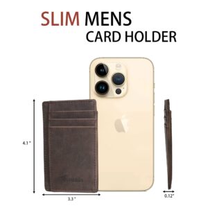 Travelambo Front Pocket Minimalist Leather Slim Wallet RFID Blocking Medium Size(02 CH Coffee