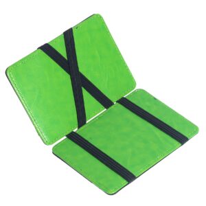 cklt men's fashion magic money clip leather minimalistic slim wallet green