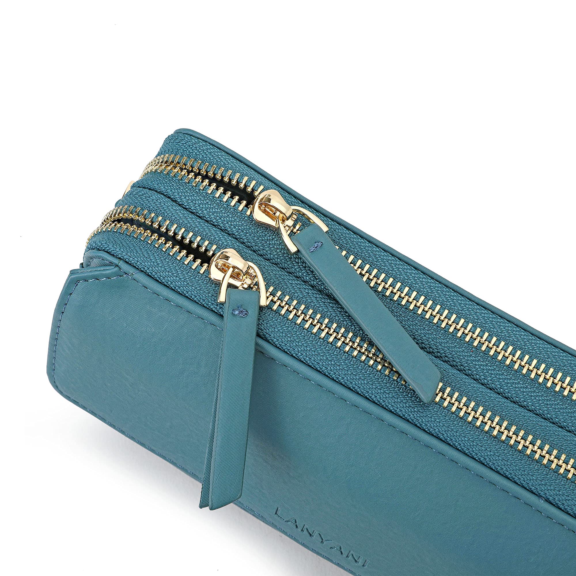 Women Crossbody Wallet Purse, Small Phone Bag With Shoulder Strap, Ladies RFID Wristlet Cross Body Mini Handbag Lightweight Turquoise Fabric