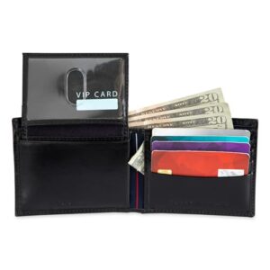 Tommy Hilfiger Men's Leather Wallet - Thin Sleek Casual Bifold with 6 Credit Card Pockets and Removable ID Window, Black Cambridge