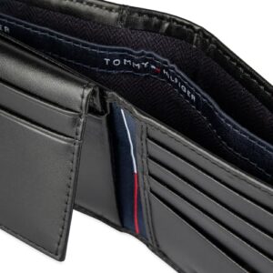 Tommy Hilfiger Men's Leather Wallet - Thin Sleek Casual Bifold with 6 Credit Card Pockets and Removable ID Window, Black Cambridge