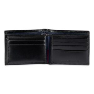 Tommy Hilfiger Men's Leather Wallet - Thin Sleek Casual Bifold with 6 Credit Card Pockets and Removable ID Window, Black Cambridge