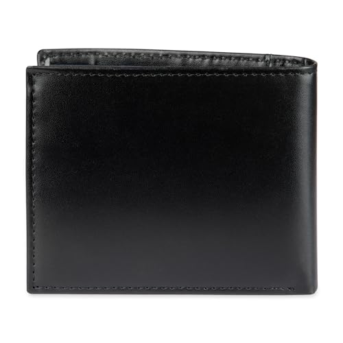 Tommy Hilfiger Men's Leather Wallet - Thin Sleek Casual Bifold with 6 Credit Card Pockets and Removable ID Window, Black Cambridge