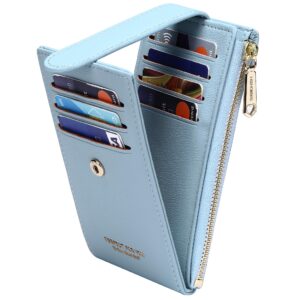 badiya rfid card holder wallet for women slim wallets bifold multi card case zipper coin purse