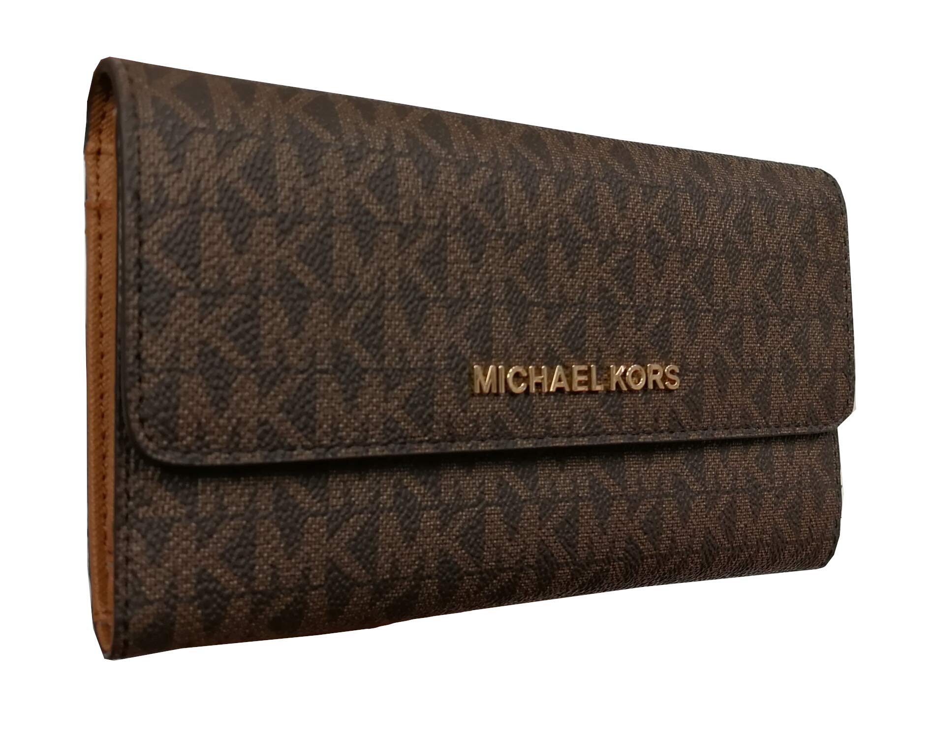 Michael Kors Jet Set Travel Large Trifold Leather Wallet (Brown 2018)