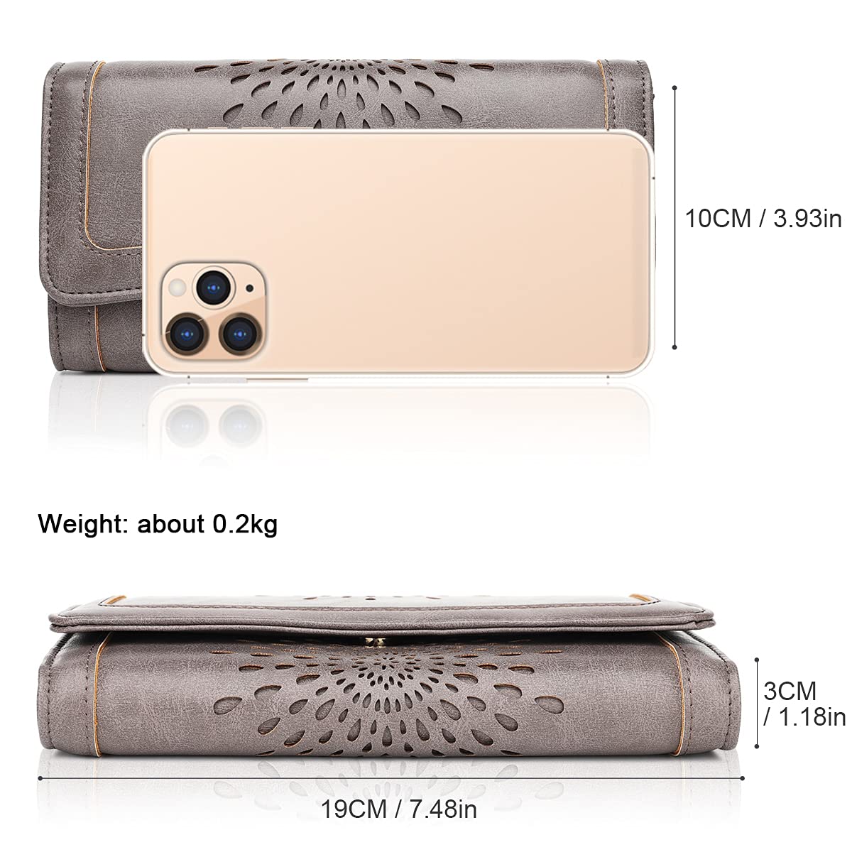 APHISON Womens Wallets RFID Blocking PU Leather Clutch Long Wallet for Women Card Holder Phone Organizer Ladies Travel Purse Hollow Out Sunflower Design Gift Box 2214 Dark-gray