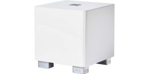 rel acoustics t/5x subwoofer, 8 inch down-firing driver, arrow wireless port high gloss white