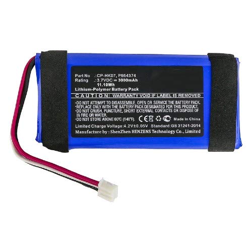 Synergy Digital Speaker Battery, Works with Harman/Kardon CP-HK07 Speaker, (Li-Pol, 3.7V, 3000mAh) Ultra High Capacity, Compatible with Harman/Kardon CP-HK07, P954374 Battery