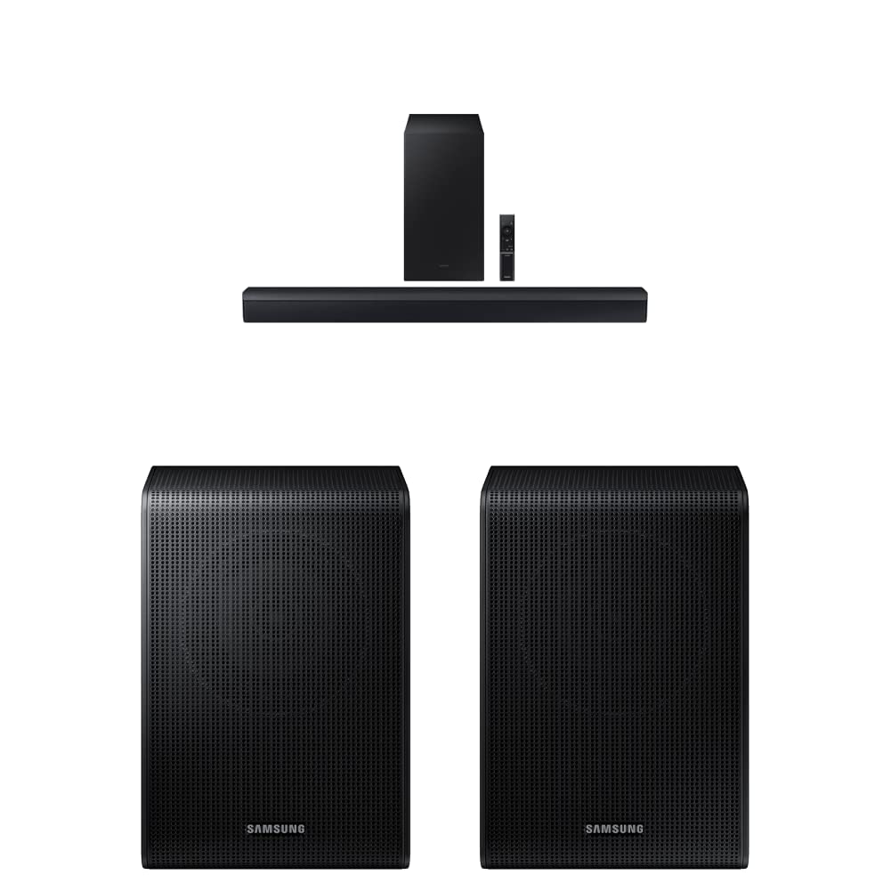 SAMSUNG HW-C450 2.1ch Soundbar w/DTS Virtual X, Subwoofer Included, Bass Boost (Newest Model) SWA-9200S Wireless Rear Speaker Kit, Upgrade Soundbar System to True Surround Sound, Latest Model