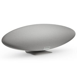 bowers & wilkins zeppelin wireless speaker, iconic design, 5 drivers including subwoofer, wireless streaming via bluetooth, alexa built-in, airplay & spotify connect, multiroom support, pearl grey