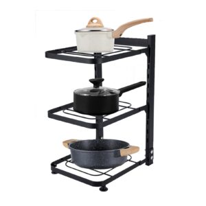 pots and pans organizer: cabinet rack, 3-tier kitchen cabinet organizer & storage, adjustable pot rack, under-cabinet pot organizer