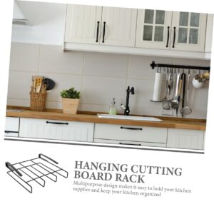 BESTonZON Stainless Steel Hanging Chopping Board Rack, Black, 20 in