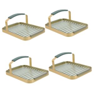 yardwe 4pcs spatula storage rack countertop pan lids rack pot lid drain organizer spoon rest drain rack cutting board stand mug drying tray dish rack carbon steel cabinet door multi-layer