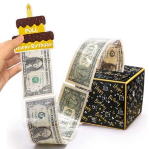 dtesl happy birthday day money box for cash gift pull,money gift boxes for cash,money box for cash gift black & gold money holder for cash with pull out card diy set surprise birthday gift box