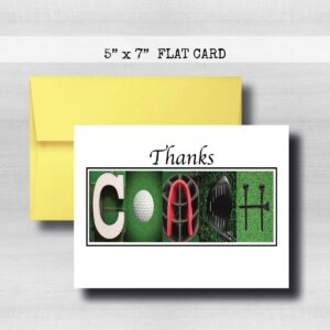 Personalized Golf Coach Thank You Card, 5"x 7" FLAT CARD, Greeting Cards