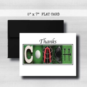 Personalized Golf Coach Thank You Card, 5"x 7" FLAT CARD, Greeting Cards