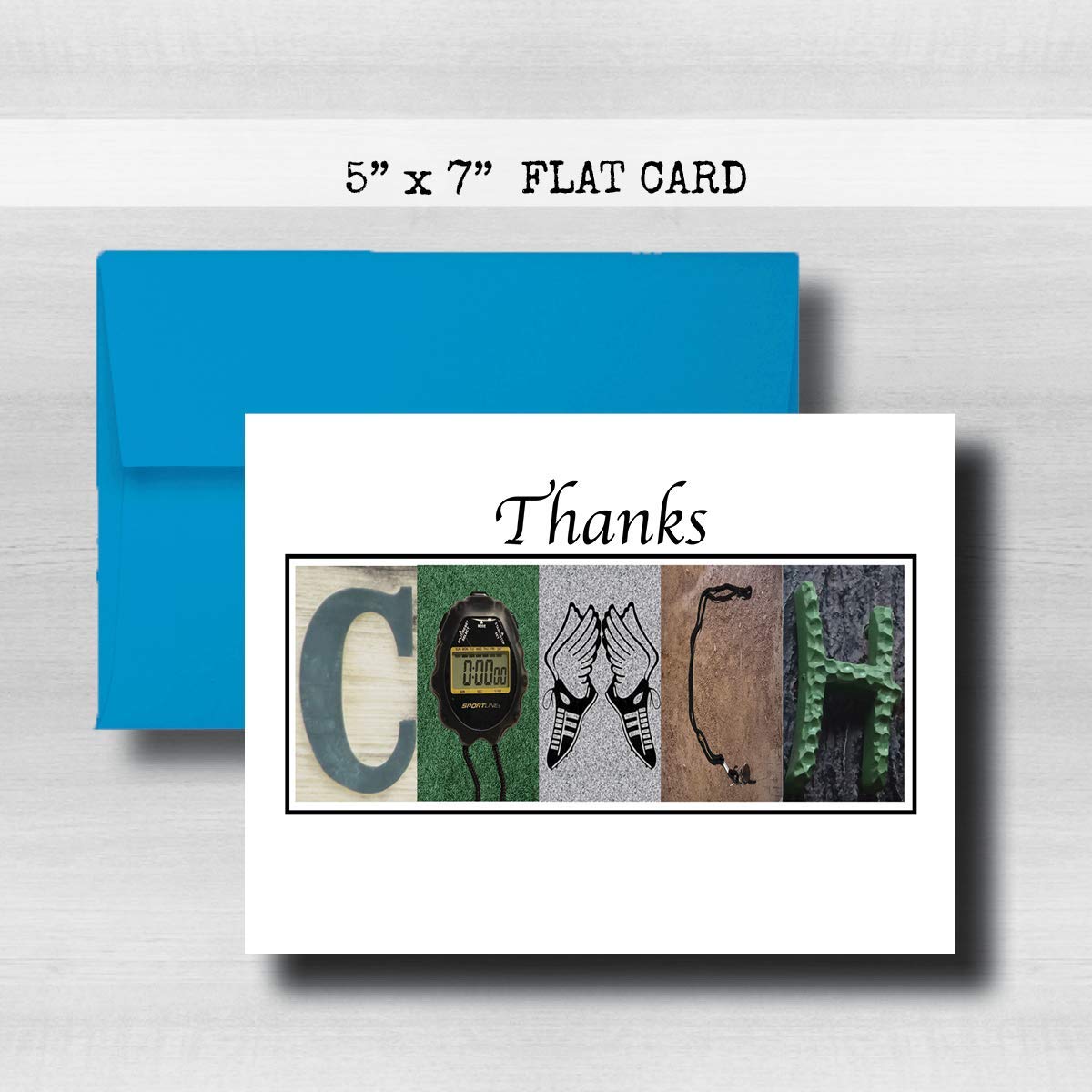 Personalized Cross Country Coach Thank You Card, 5"x 7" FLAT CARD, Greeting Cards