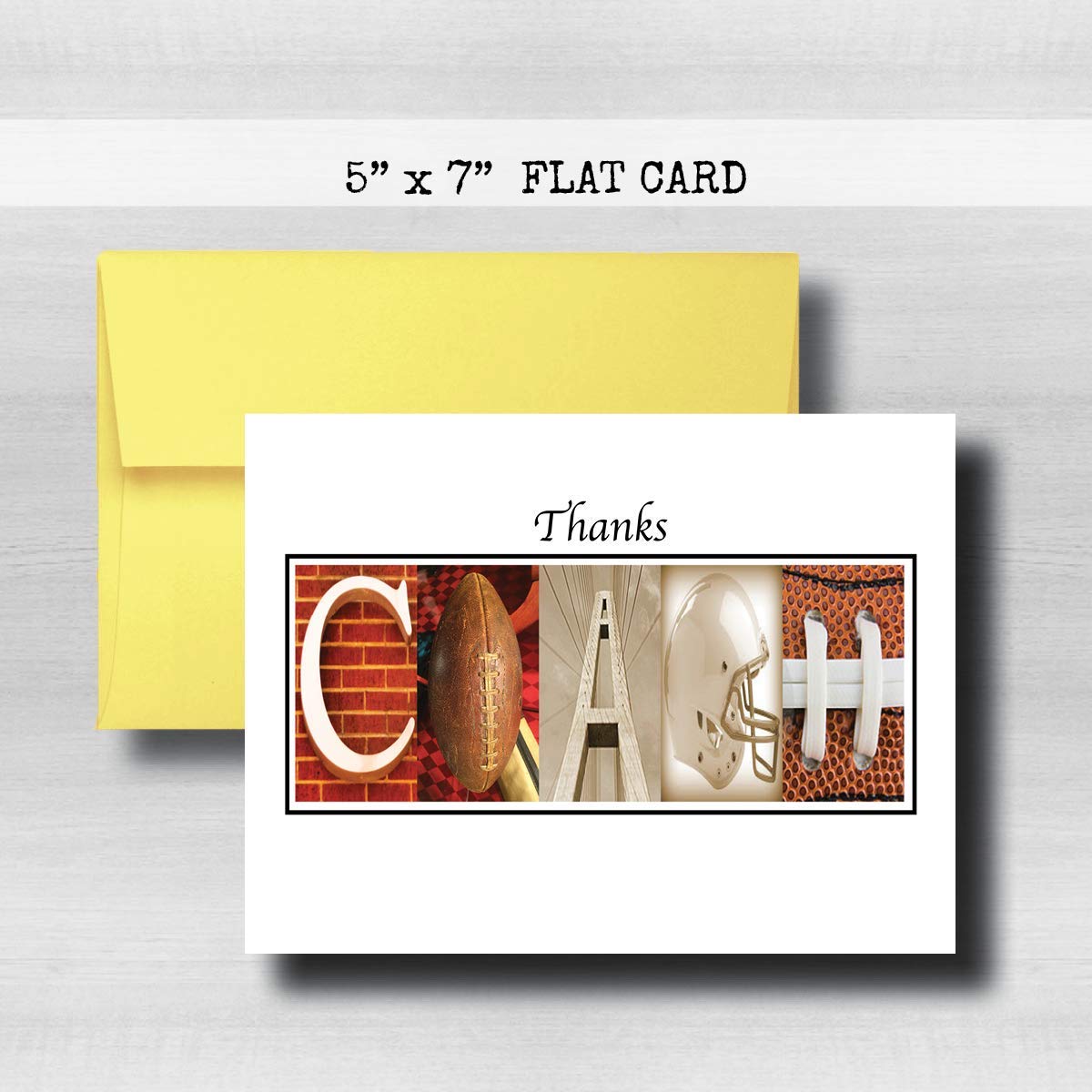 Personalized Football Coach Thank You Card, 5"x 7" Flat Card, Greeting Cards