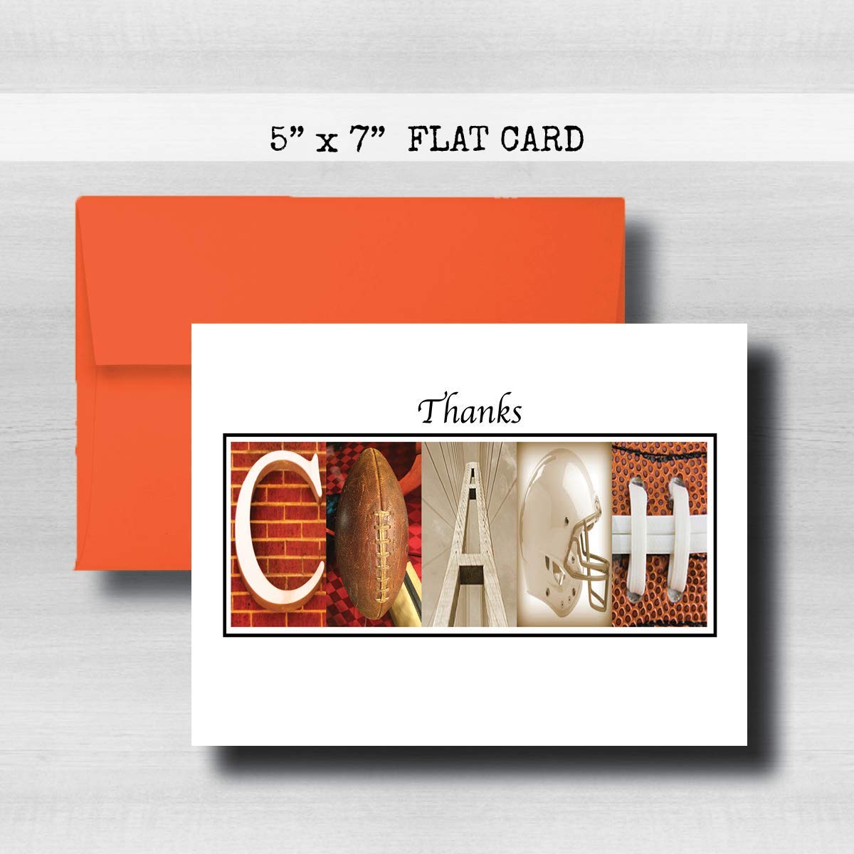 Personalized Football Coach Thank You Card, 5"x 7" Flat Card, Greeting Cards