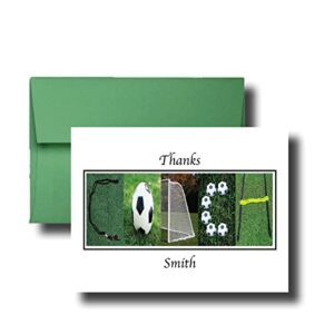 personalized soccer coach thank you card, 5"x 7" flat card, greeting cards