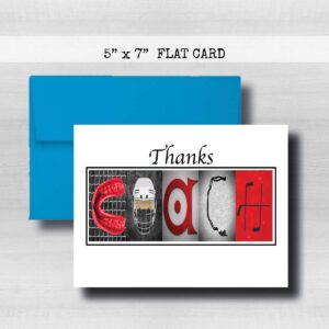 Personalized Hockey Red Coach Thank You Card, 5"x 7" FLAT CARD, Greeting Cards