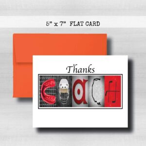 Personalized Hockey Red Coach Thank You Card, 5"x 7" FLAT CARD, Greeting Cards