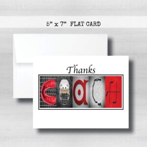 Personalized Hockey Red Coach Thank You Card, 5"x 7" FLAT CARD, Greeting Cards