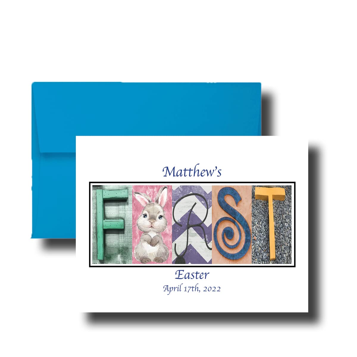 Personalised 1st Easter Card, FLAT CARD, Baby's 1st Easter Card, Grandson, 2021, FLAT CARD