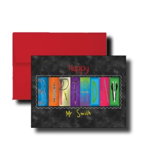 personalized teacher birthday card, teacher appreciation, teaching assistant, best teacher, mentor, professor, educator card, college (black)