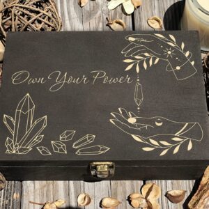 Own Your Power Box, 8.5 x 6 x 3 in, Crystal box, Engraved Box, Wooden Box, Crystal Mystery Box, Crystal Gift Box, Keepsake Box, Treasure Box, Astrology Gifts, Tarot Card Box, Storage Box, Witch Box