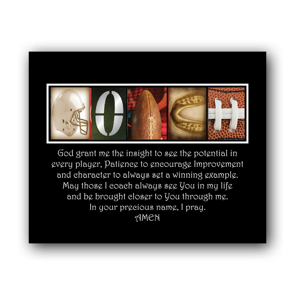 Football Coaches Prayer Gift, Football Gift for Coach, 8x10 PRINT on PHOTO PAPER