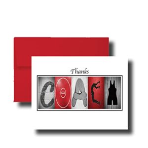 personalized wrestling red coach thank you card, 5"x 7" flat card, greeting cards