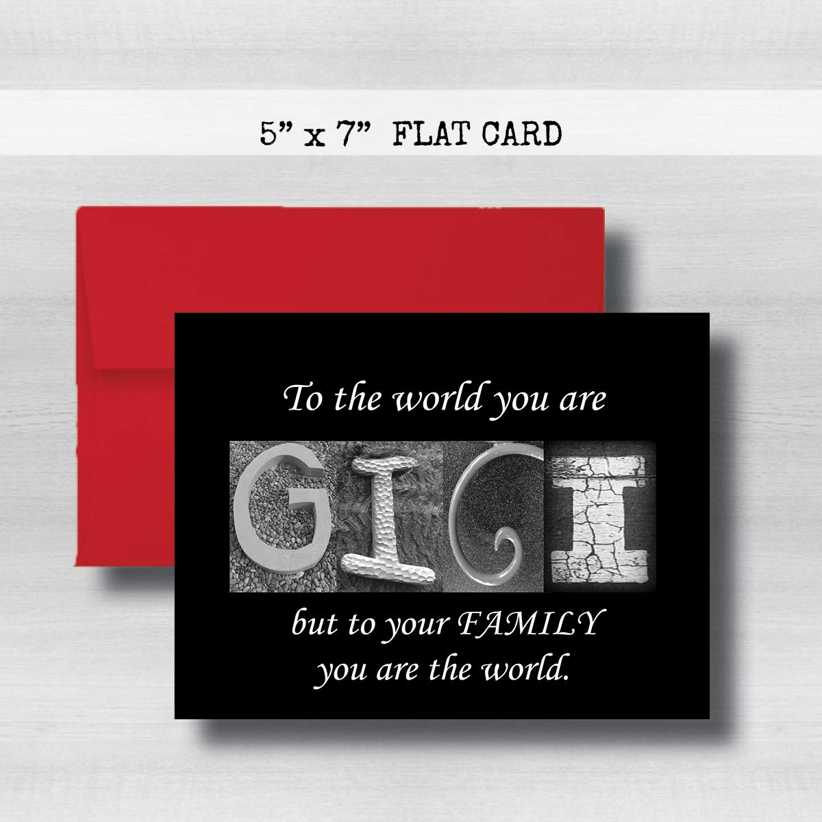 GIGI Card, 5" x 7" FLAT CARD Mother's Day Cards, To the world you are GIGI but to your family you are the world, Godmother