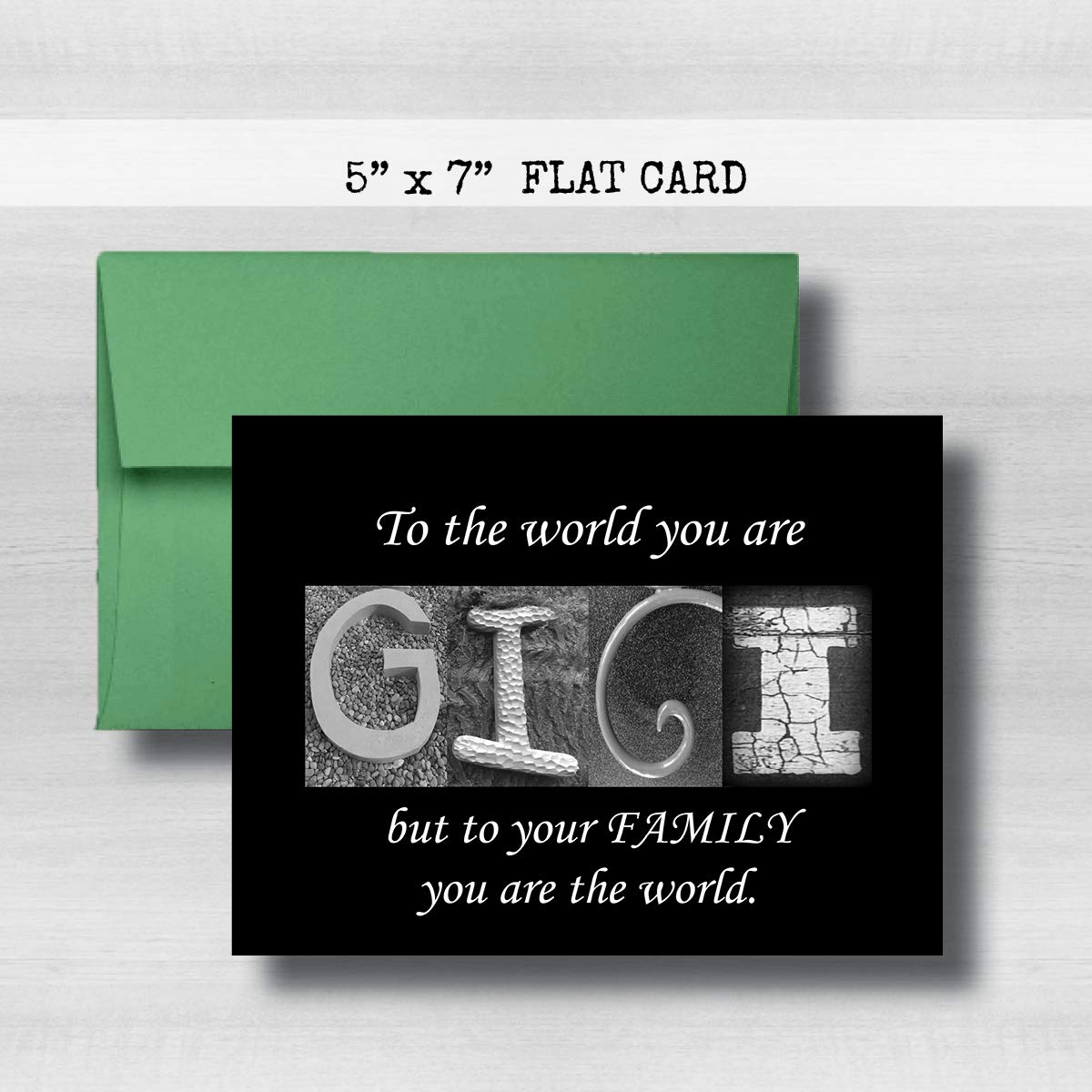 GIGI Card, 5" x 7" FLAT CARD Mother's Day Cards, To the world you are GIGI but to your family you are the world, Godmother