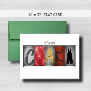 Personalized Wrestling Red and Gold Coach Thank You Card, 5"x 7" FLAT CARD, Greeting Cards